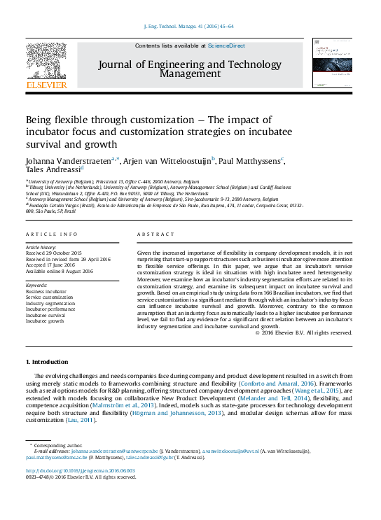 (PDF) Being flexible through customization - The impact of incubator ...