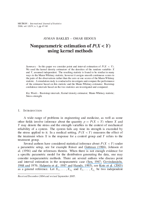 (PDF) Nonparametric estimation of P(X
