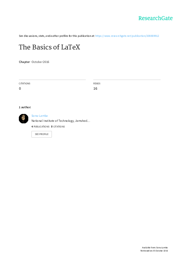 (PDF) The Basics of LaTeX.