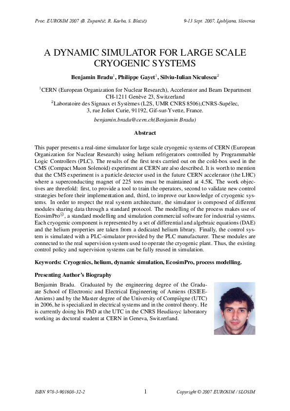 (PDF) A Dynamic Simulator for Large Scale Cryogenic Systems