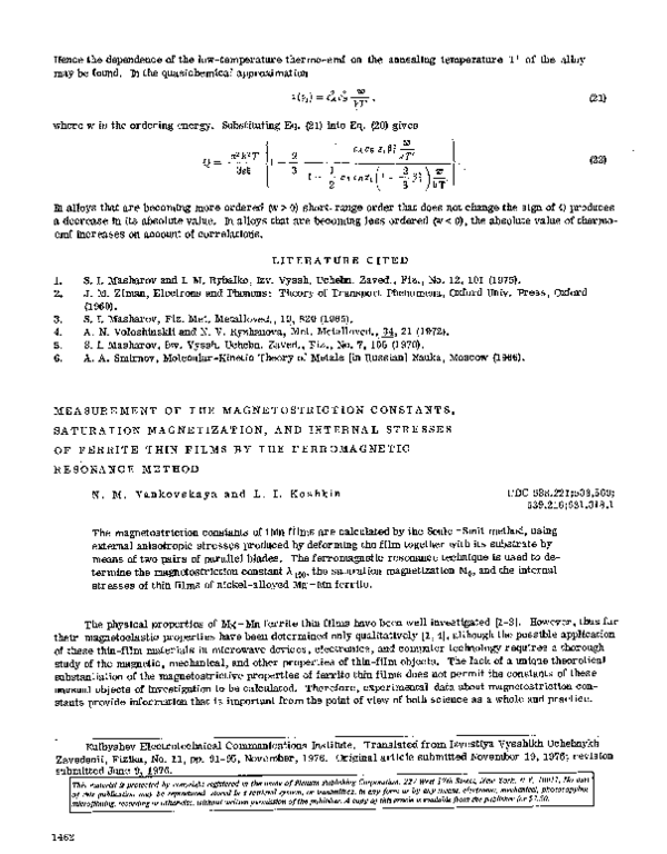(PDF) Measurement of the magnetostriction constants, saturation ...