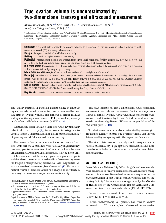 (PDF) True ovarian volume is underestimated by two-dimensional ...