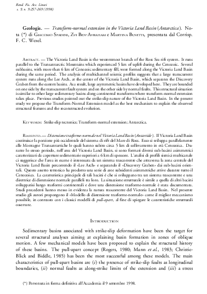 (PDF) Transform-normal extension in the Victoria land Basin (Antarctica)
