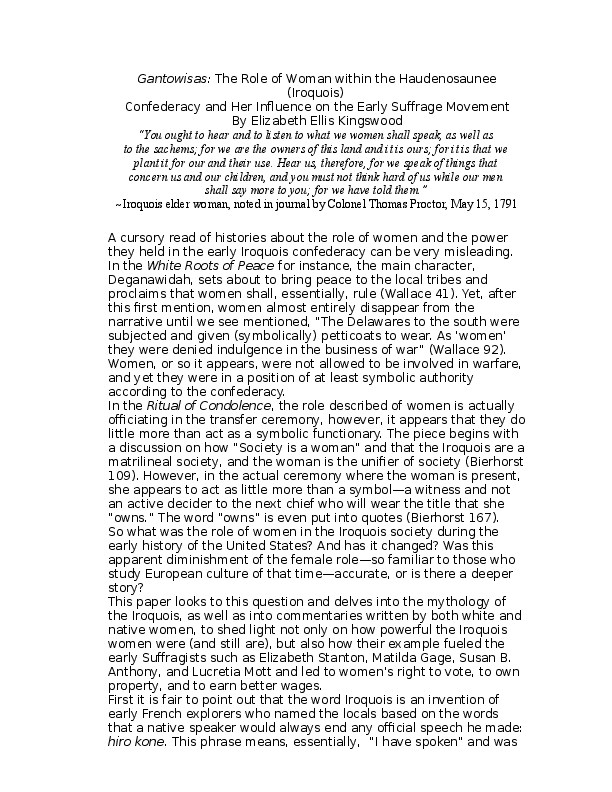 (DOC) Gantowisas: The Role of Woman within the Haudenosaunee (Iroquois ...
