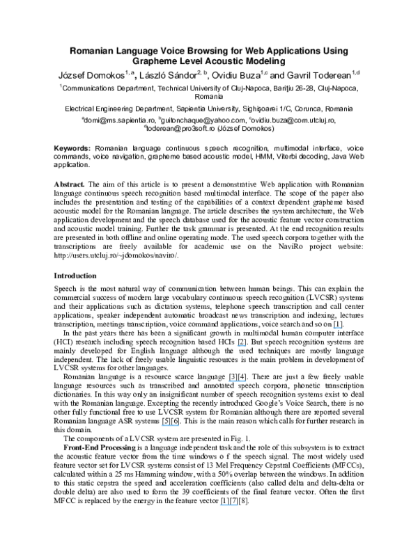 (PDF) Romanian Language Voice Browsing for Web Applications Using ...