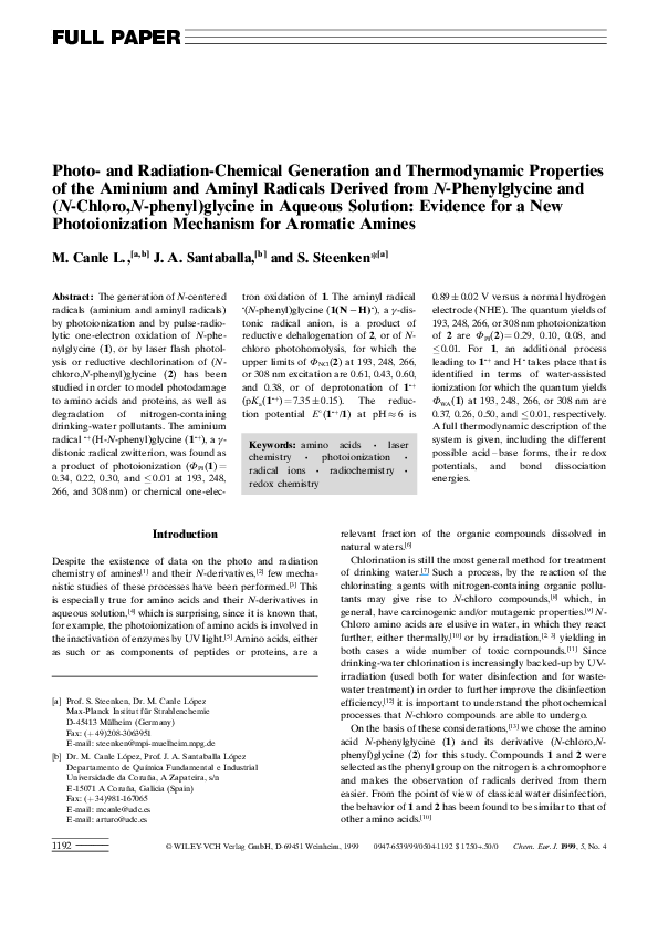 (PDF) Photo and Radiation-Chemical Generation and Thermodynamic ...