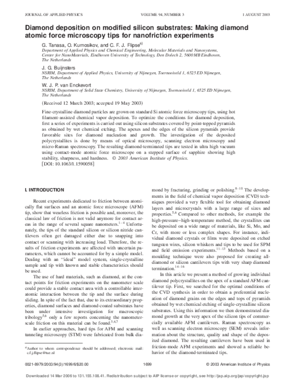 (PDF) Diamond deposition on modified silicon substrates: Making diamond ...