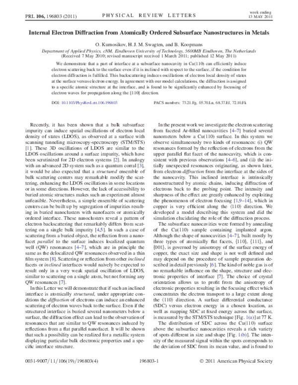 Pdf Internal Electron Diffraction From Atomically Ordered Subsurface