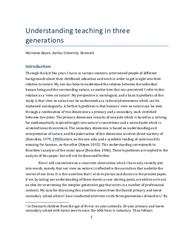 (PDF) Understanding of teaching in three generations