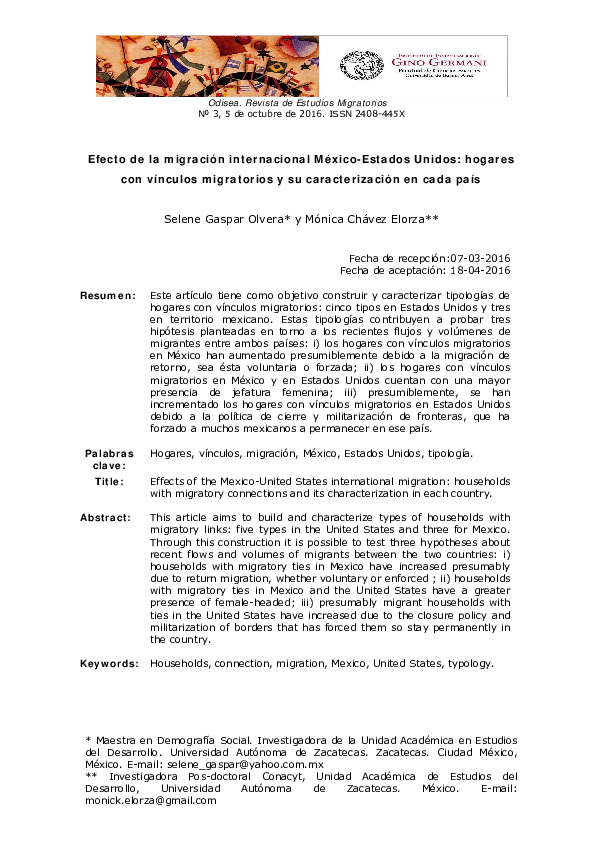 (PDF) Selene Gaspar Olvera y Monica Chavez Elorza (2016). Efecto de la ...