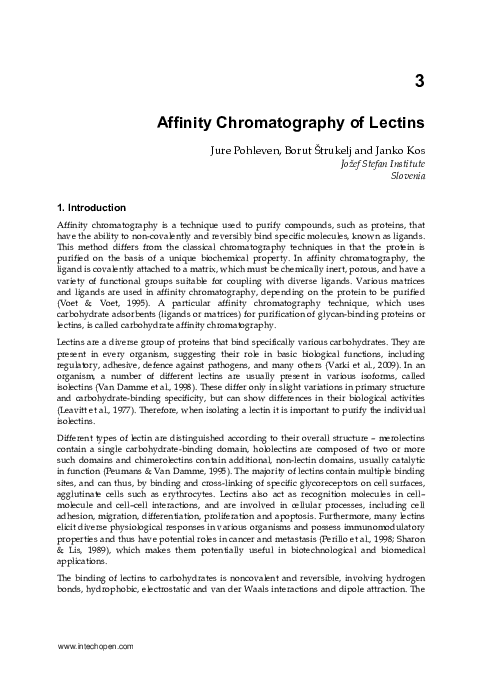 (PDF) Affinity Chromatography of Lectins