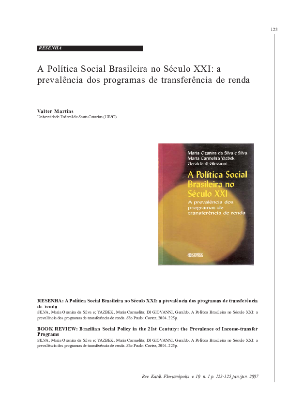 (PDF) Brazilian social policy in the 21st century: the prevalence of ...