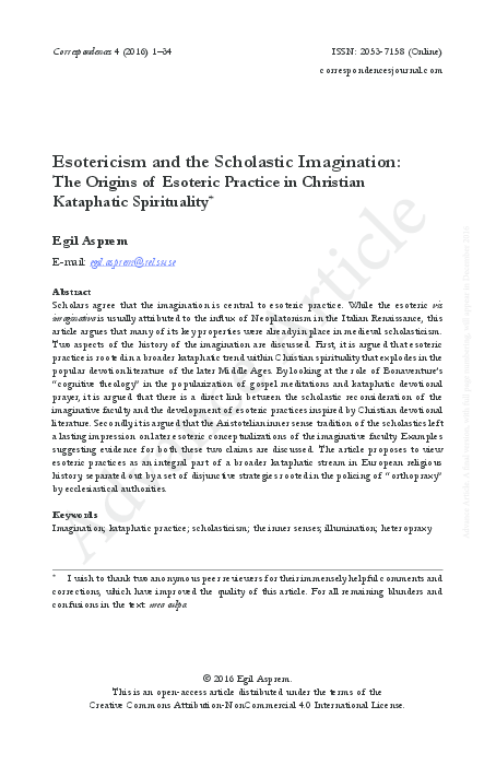 Esotericism and the Scholastic Imagination: The Origins of Esoteric ...