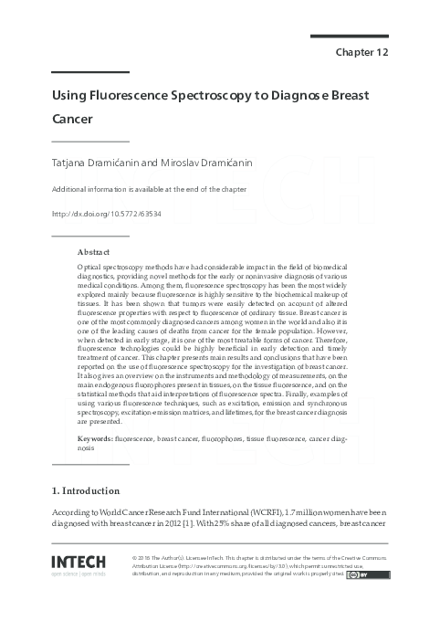 (PDF) Using Fluorescence Spectroscopy to Diagnose Breast Cancer