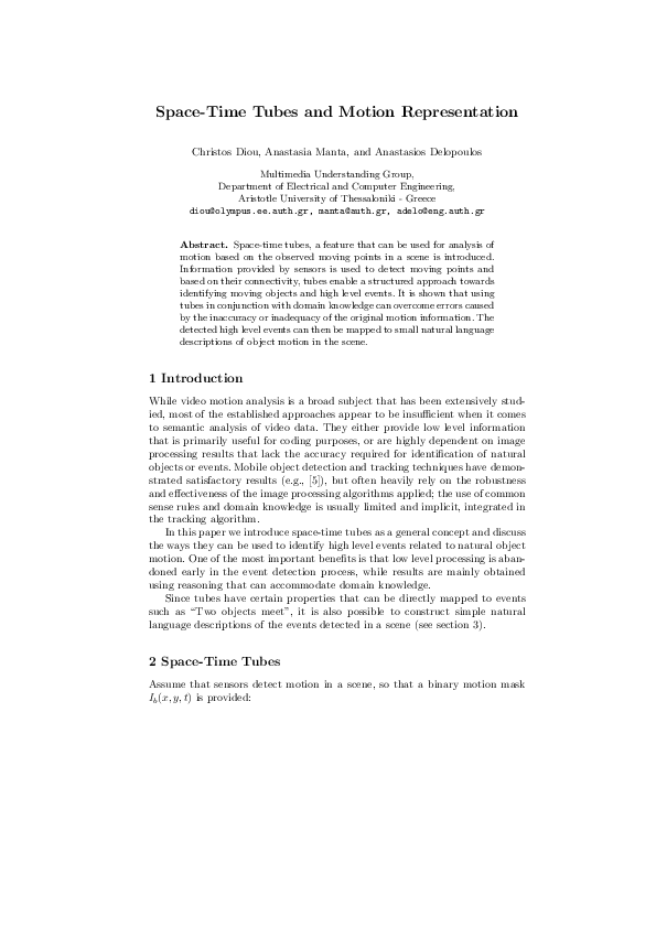 (PDF) Space-Time Tubes and Motion Representation