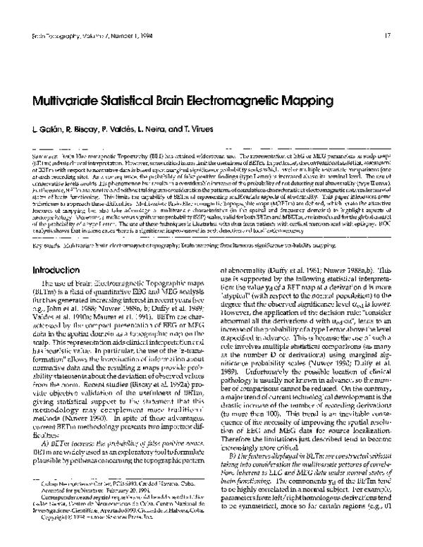 (PDF) Multivariate statistical brain electromagnetic mapping