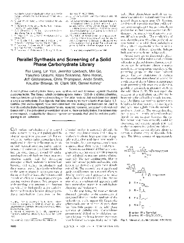 (PDF) Parallel Synthesis and Screening of a Solid Phase Carbohydrate ...