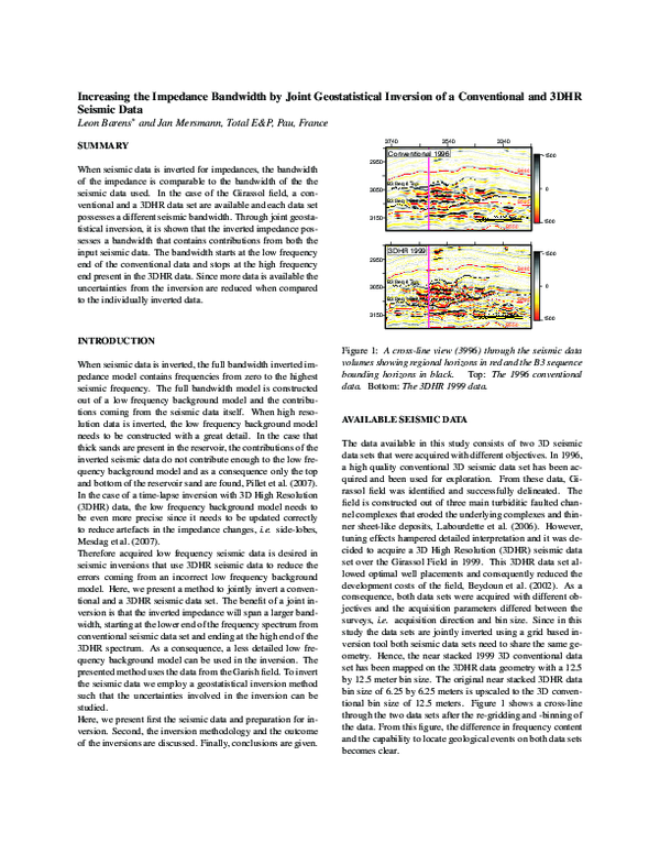 (PDF) Increasing the impedance bandwidth by joint geostatistical inversion of a conventional and ...