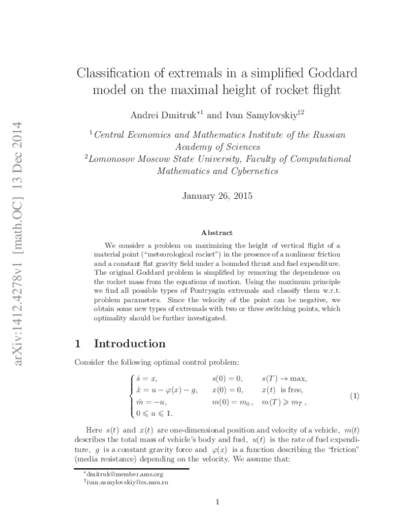 (PDF) Classification of extremals in a simplified Goddard model on the ...