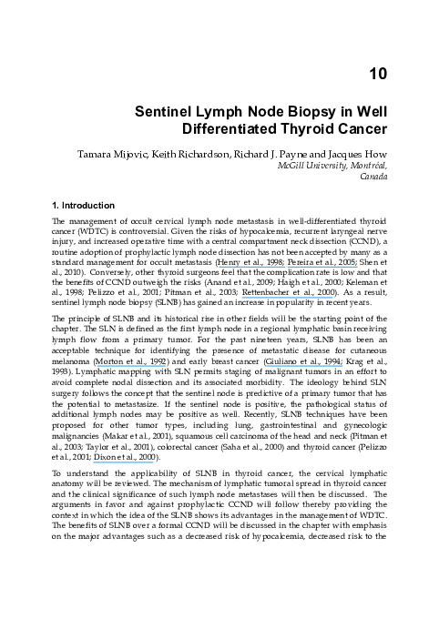 (PDF) Sentinel Lymph Node Biopsy in Well Differentiated Thyroid Cancer