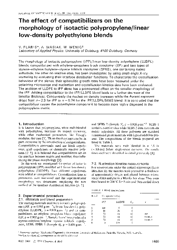 (PDF) The effect of compatibilizers on the morphology of isotactic ...