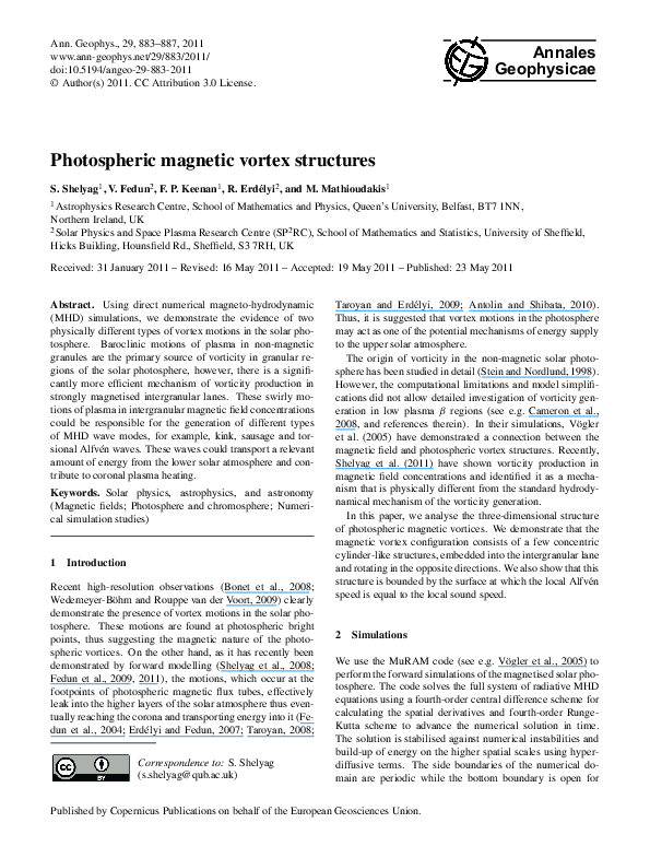 (PDF) Photospheric magnetic vortex structures