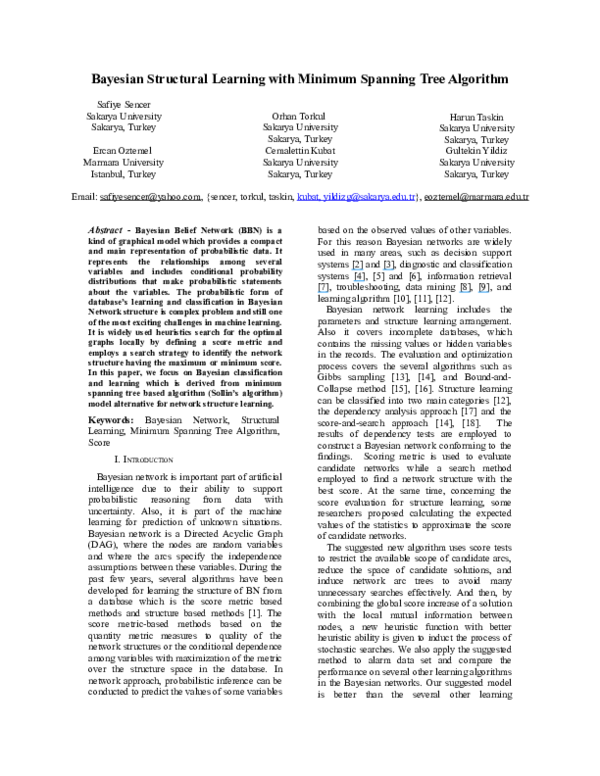 Pdf Bayesian Structural Learning With Minimum Spanning Tree Algorithm