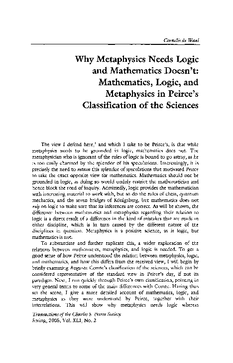 (PDF) Why metaphysics needs logic and mathematics doesn't: Mathematics ...