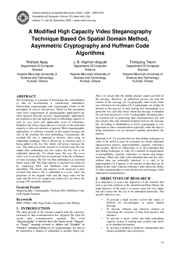 A Modified High Capacity Video Steganography Technique Based On Spatial Domain Method