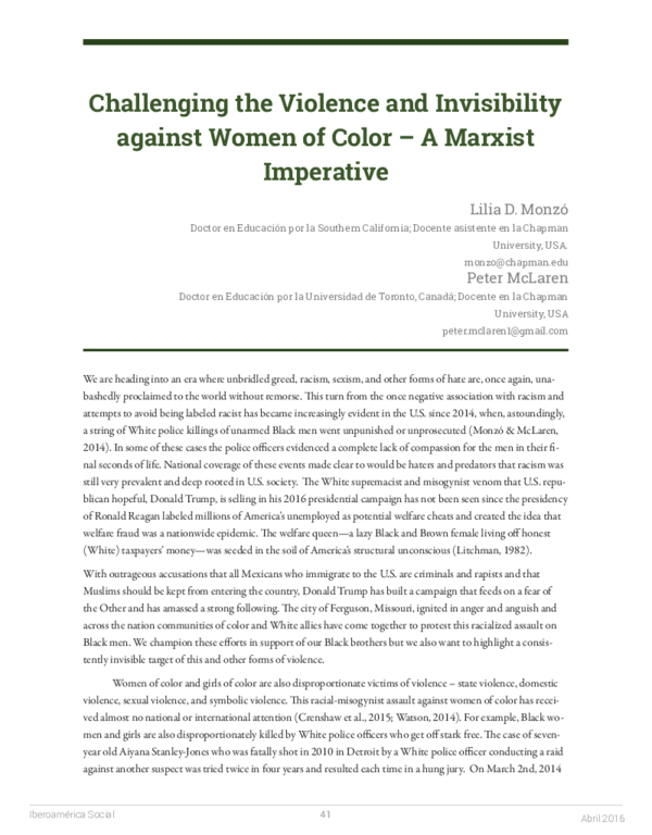 (PDF) Challenging the Violence and Invisibility against Women of Color ...