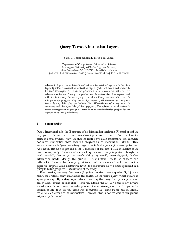 (PDF) Query Terms Abstraction Layers