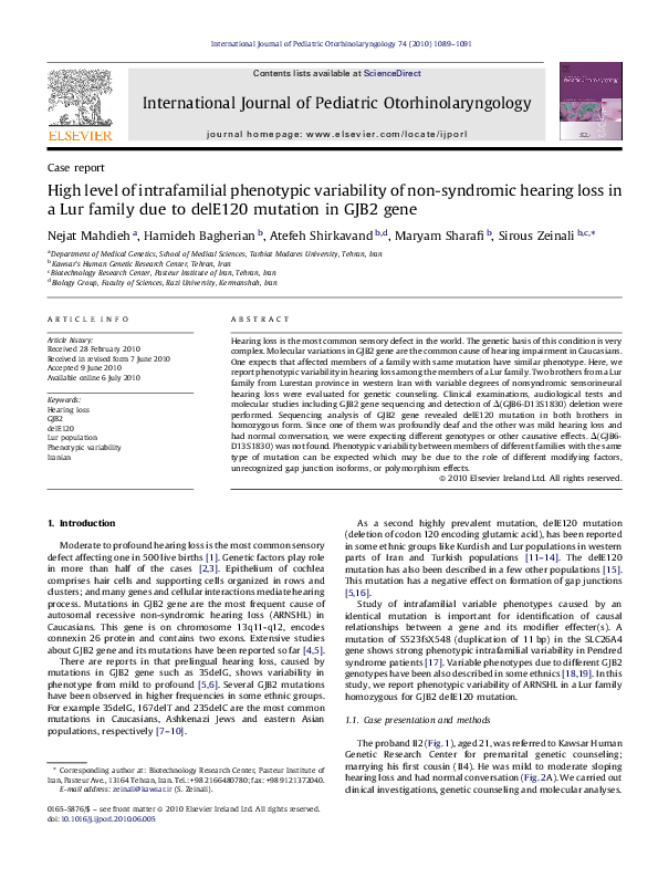(PDF) High level of intrafamilial phenotypic variability of non ...