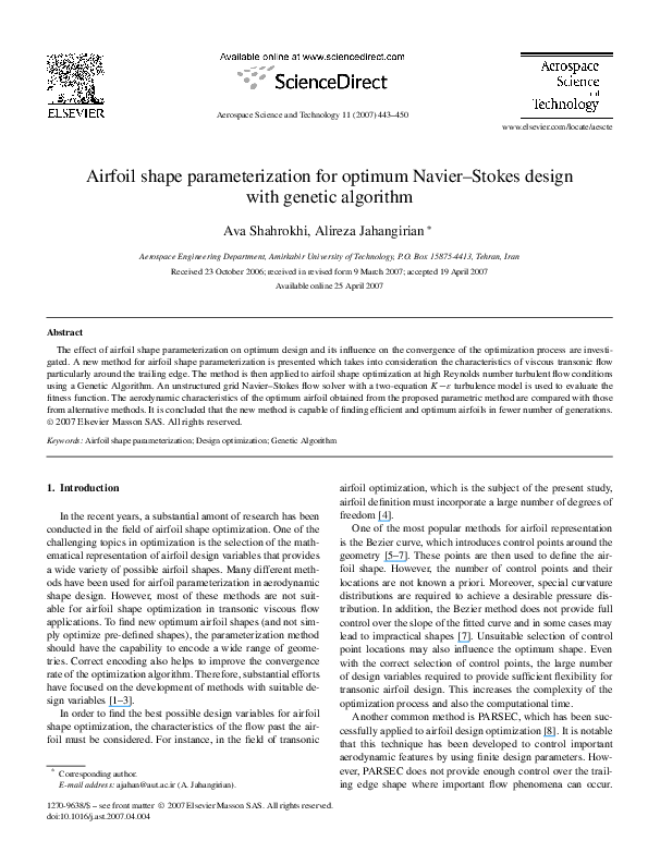 (PDF) Airfoil shape parameterization for optimum Navier–Stokes design ...