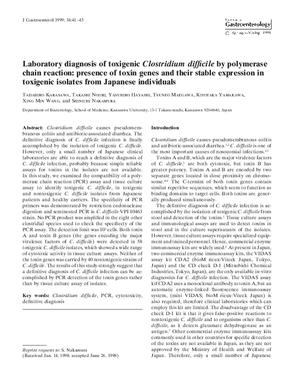 (PDF) Laboratory diagnosis of toxigenic Clostridium difficile by ...