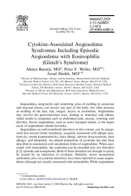 (PDF) Cytokine-Associated Angioedema Syndromes Including Episodic ...