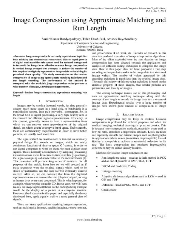 (PDF) Image Compression using Approximate Matching and Run Length