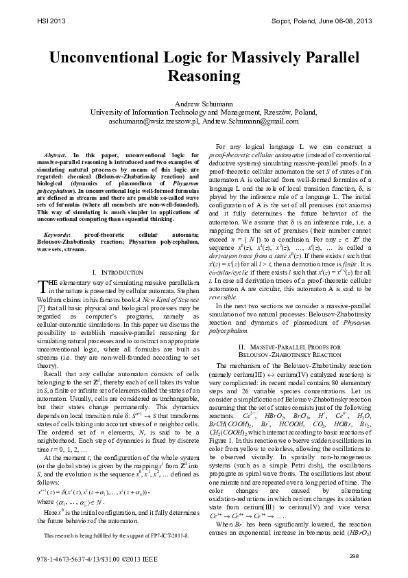 (PDF) Unconventional logic for massively parallel reasoning