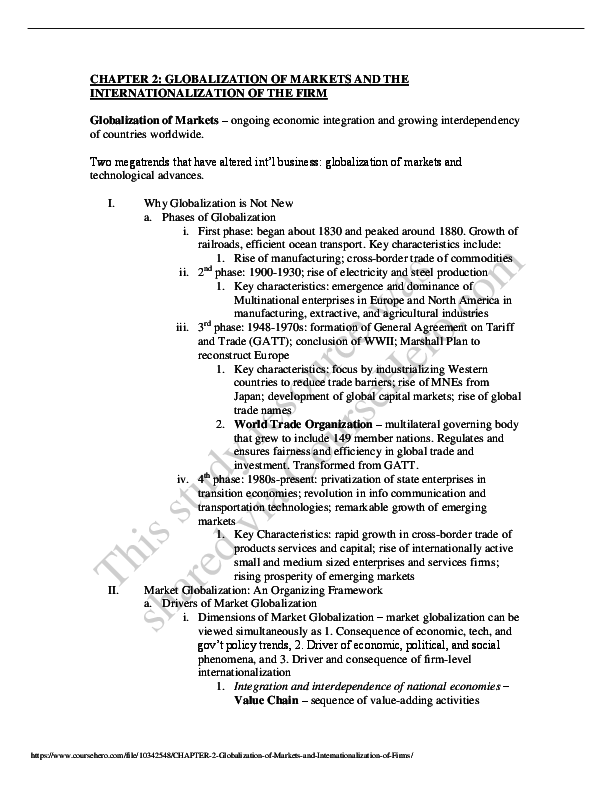 (PDF) CHAPTER 2: GLOBALIZATION OF MARKETS AND THE INTERNATIONALIZATION OF THE FIRM