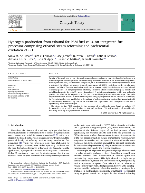 (PDF) Hydrogen production from ethanol for PEM fuel cells. An ...