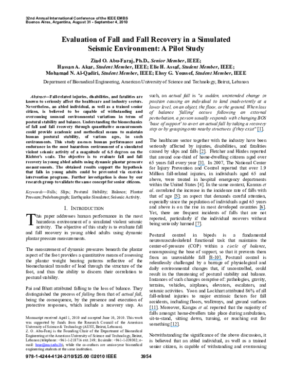 (PDF) Evaluation of fall and fall recovery in a simulated seismic ...