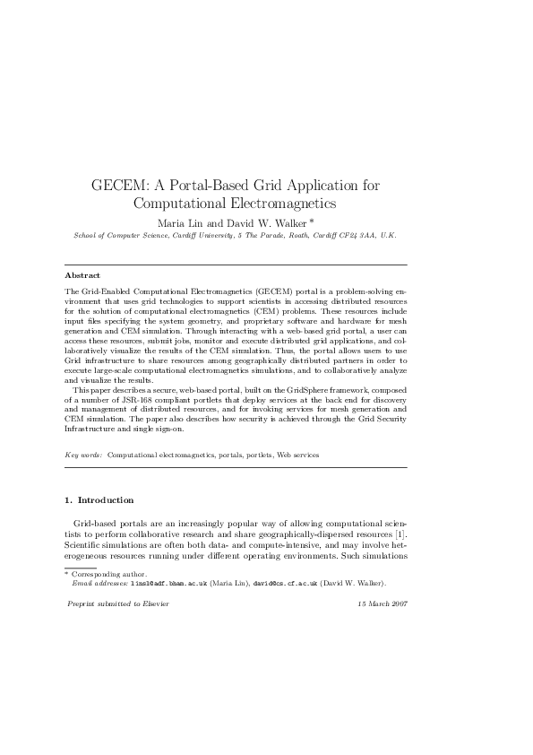 (PDF) GECEM: A portal-based Grid application for computational electromagnetics
