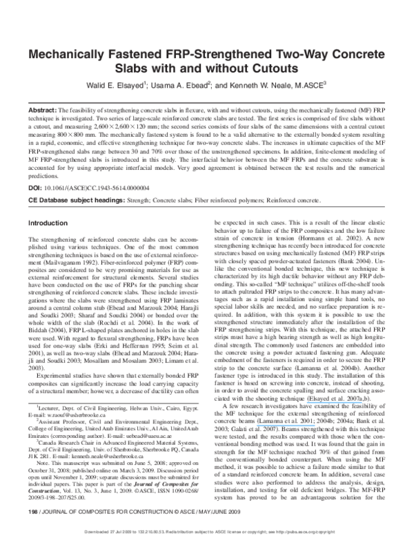 (PDF) Mechanically Fastened FRP-Strengthened Two-Way Concrete Slabs ...