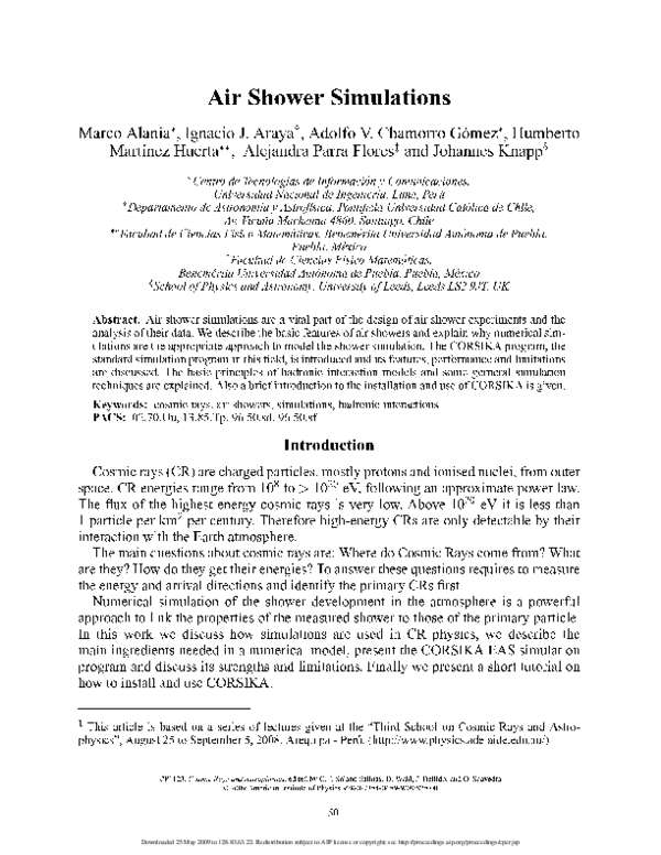 (PDF) Air Shower Simulations