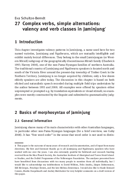 (PDF) 27. Complex verbs, simple alternations: valency and verb classes in Jaminjung