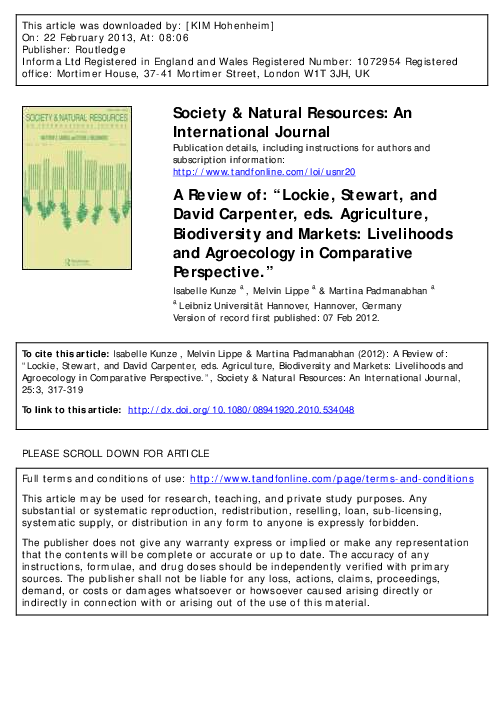 (PDF) A Review of: “Lockie, Stewart, and David Carpenter, eds ...