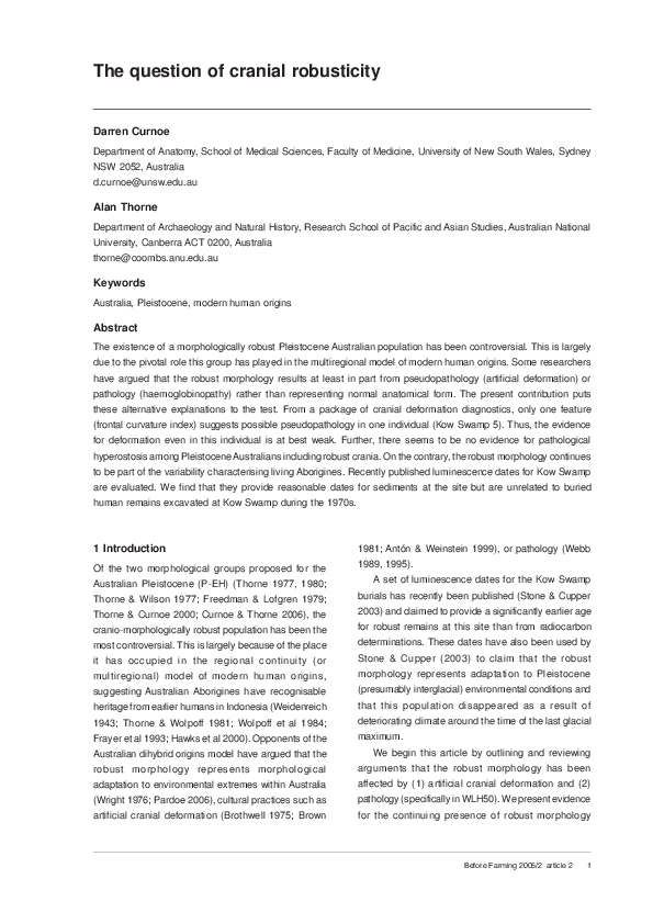 (PDF) The question of cranial robusticity