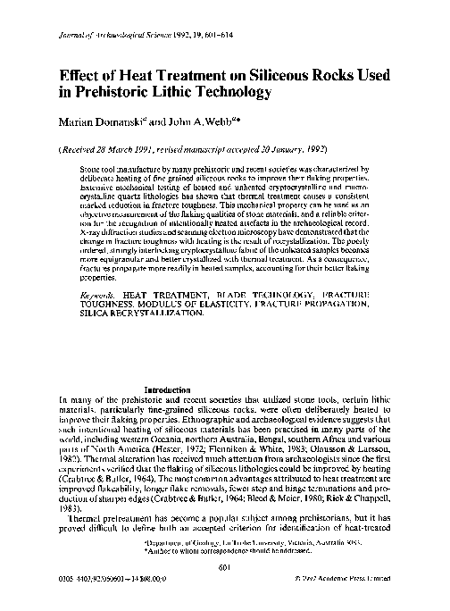Effect of Heat Treatment on Siliceous Rocks Used in Prehistoric Lithic ...