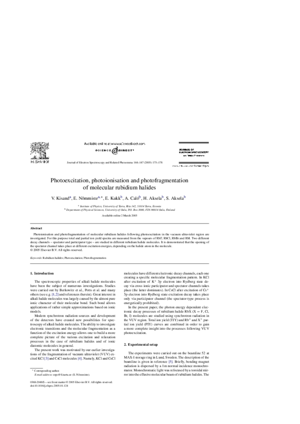 (PDF) Photoexcitation, photoionisation and photofragmentation of ...
