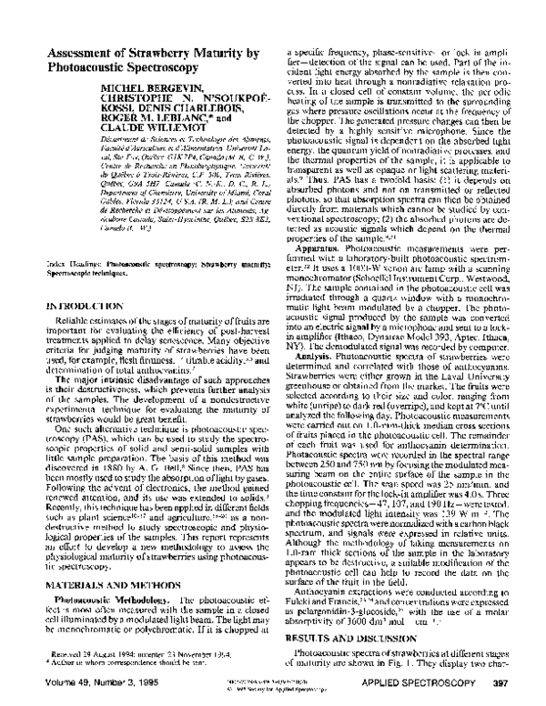 (PDF) Assessment of strawberry maturity by photoacoustic spectroscopy