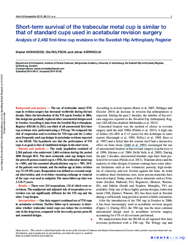 (PDF) Cement-in-cement revision of the femoral stem | Peter Cnudde ...